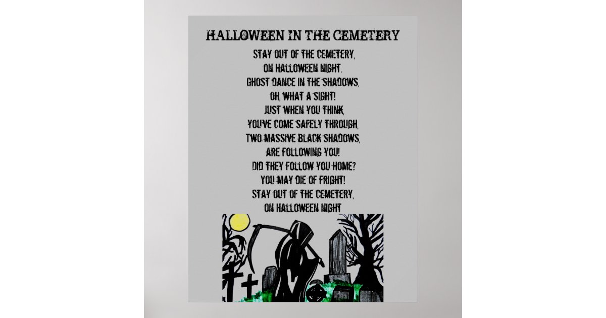 THE CEMETARY ON HALLOWEEN poem Poster | Zazzle