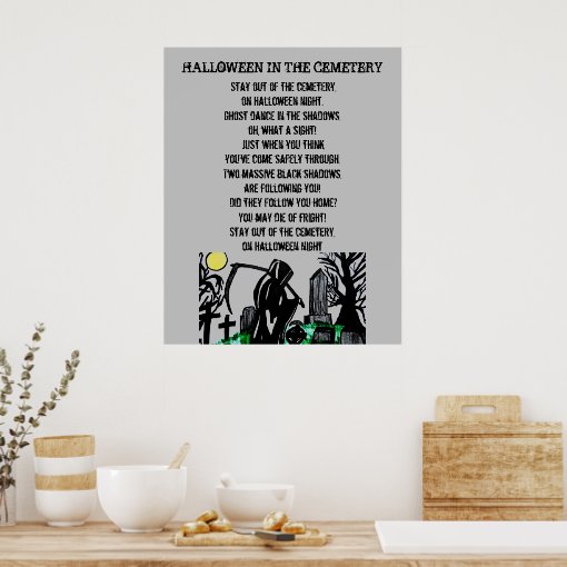 THE CEMETARY ON HALLOWEEN poem Poster | Zazzle