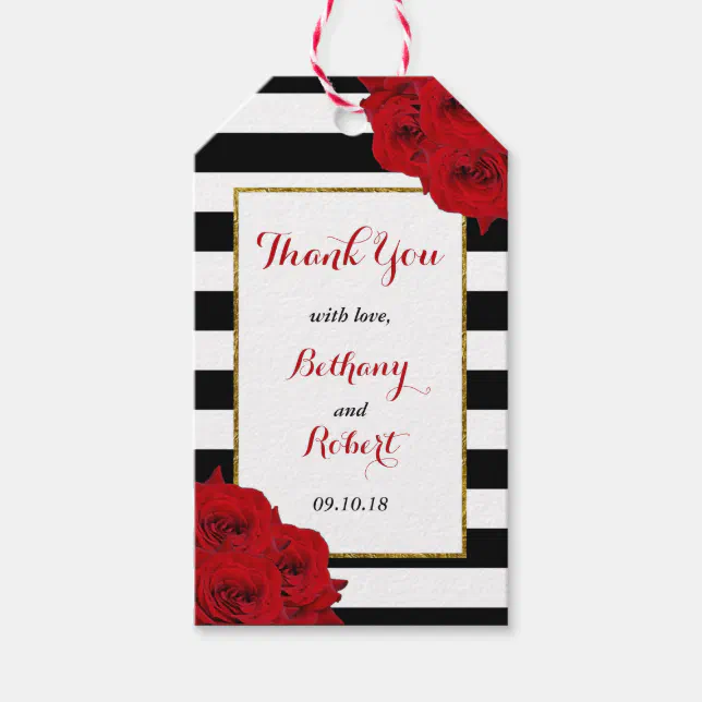 The Chic Modern Luxe Wedding Collection- Red Roses Gift Tags | Zazzle