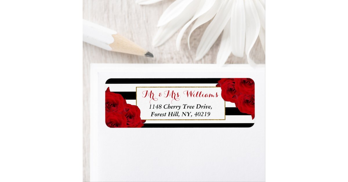 The Chic Modern Luxe Wedding Collection- Red Roses Label | Zazzle