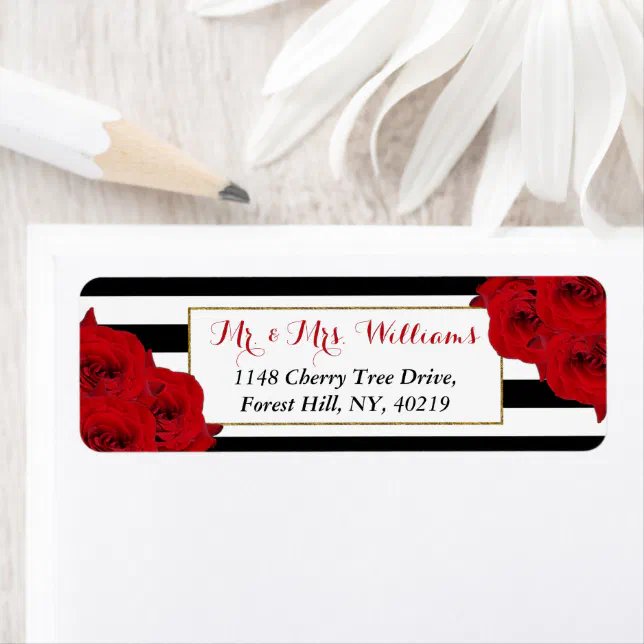 The Chic Modern Luxe Wedding Collection- Red Roses Label | Zazzle