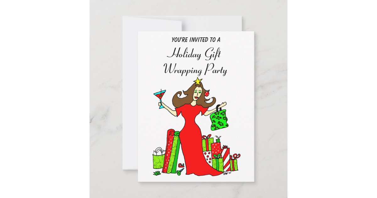 The Christmas Queen Holiday Wrapping Party Invitation | Zazzle