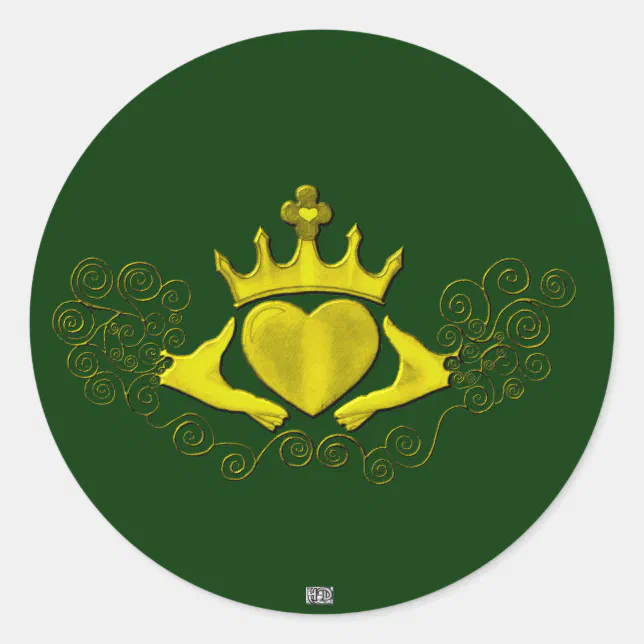 The Claddagh (Gold) Classic Round Sticker | Zazzle