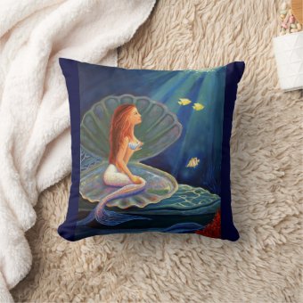 The Clamshell Mermaid - Throw Pillow | Zazzle