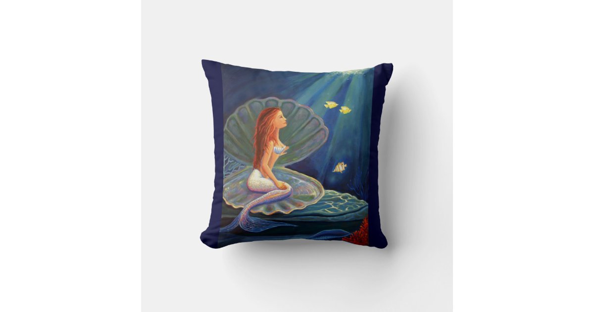 The Clamshell Mermaid - Throw Pillow | Zazzle