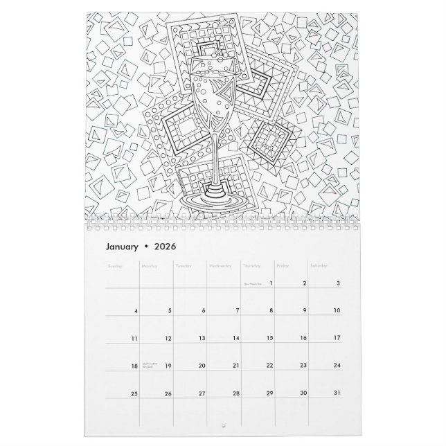 january 2026 calendar coloring page