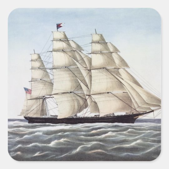 The Clipper Ship "Flying Cloud" Square Sticker | Zazzle.com