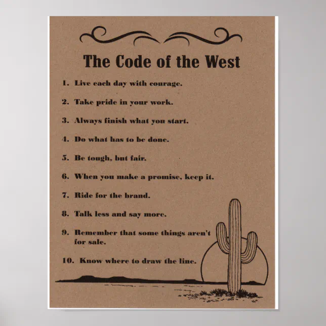The Code of the West Poster | Zazzle