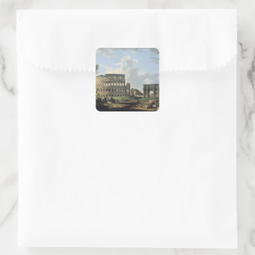 The Colosseum and the Arch of Constantine Square Sticker | Zazzle