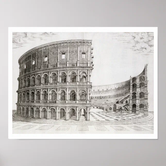 The Colosseum, built in AD 80 (engraving) Poster | Zazzle
