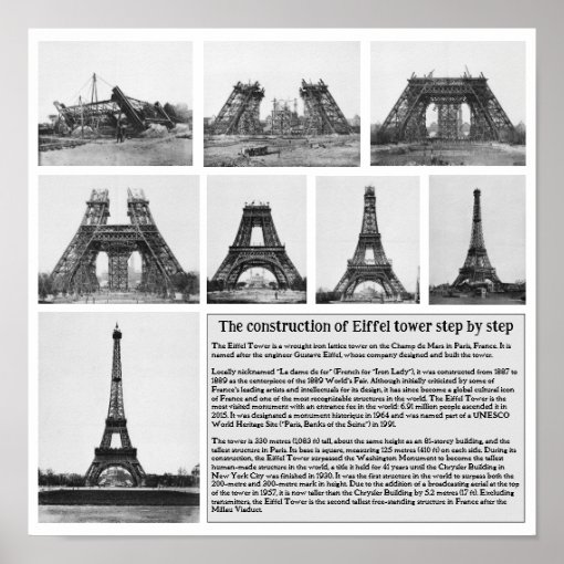 The Construction Of The Eiffel Tower Step By Step Poster | Zazzle