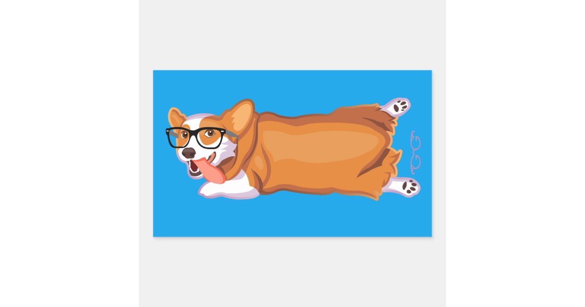 The Corgi Sploot Rectangular Sticker | Zazzle