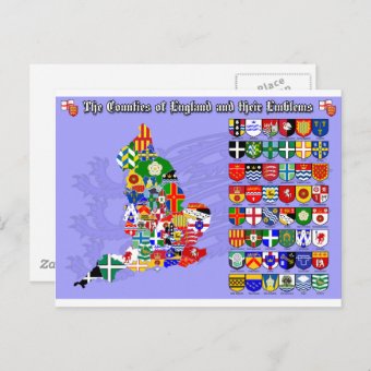 The Counties of England, their flags & emblems Postcard | Zazzle