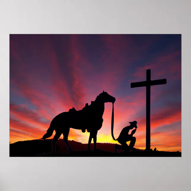 The Cowboy at the Cross Christian Western Poster | Zazzle