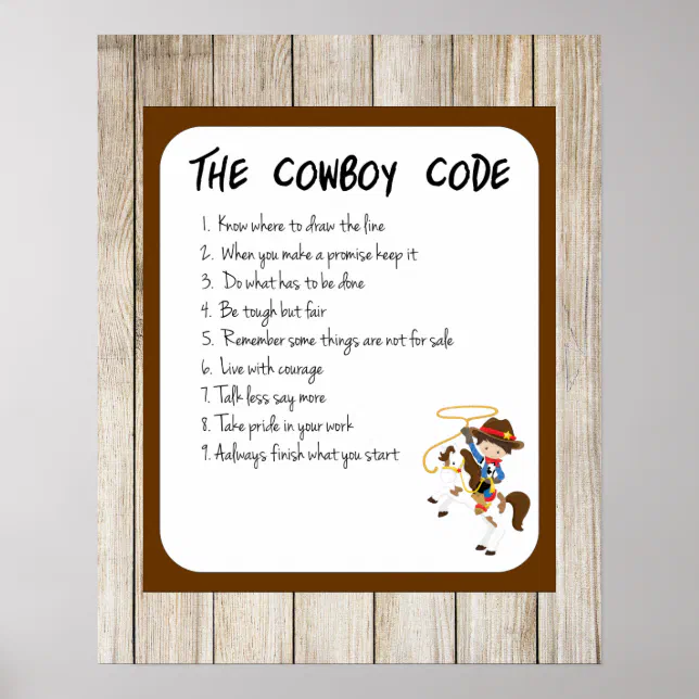 The Cowboy Code Poster | Zazzle