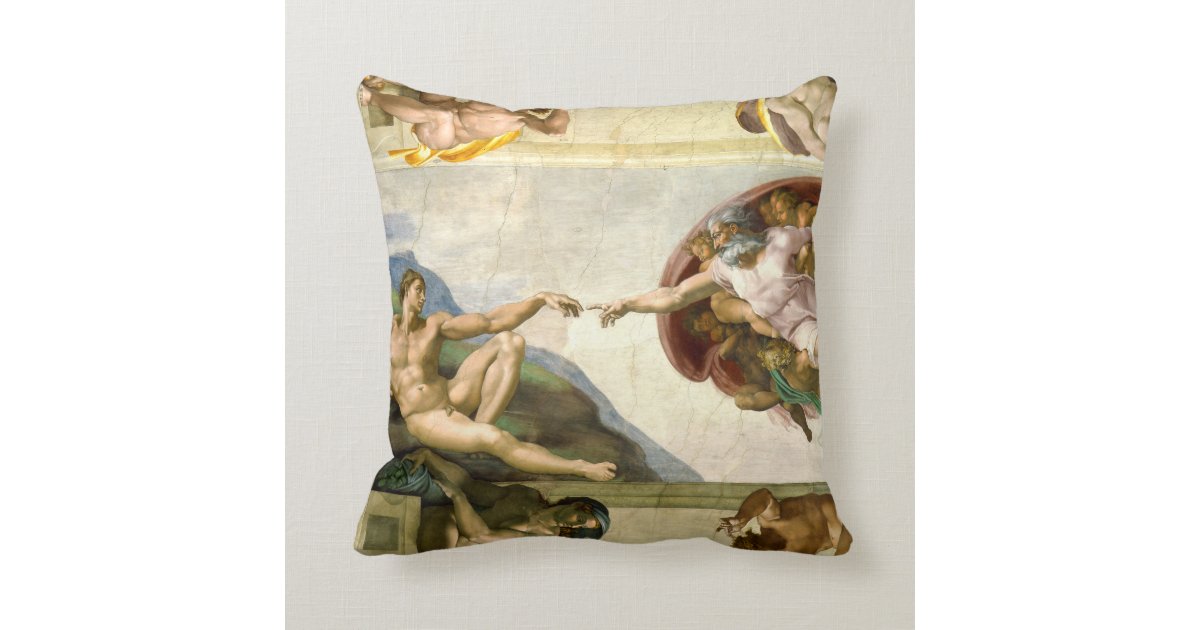 The Creation of Adam by Michelangelo Fine Art Throw Pillow | Zazzle.com