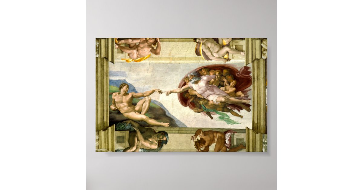 The Creation of Adam by Michelangelo Poster | Zazzle