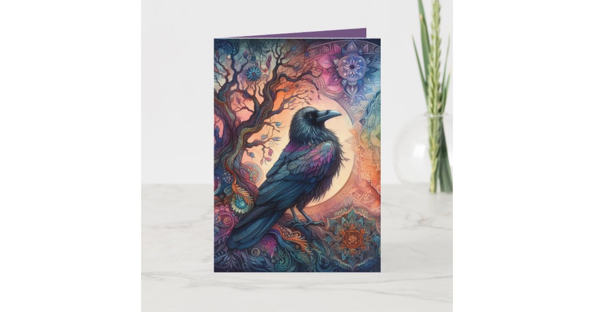 The Crow Tree of Life Mandala Pagan Card | Zazzle