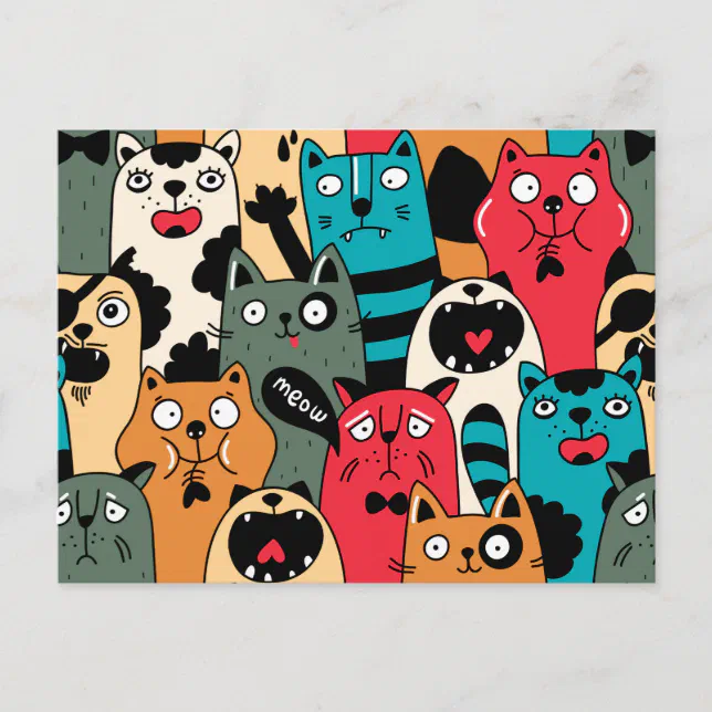 The crowd of cats postcard | Zazzle