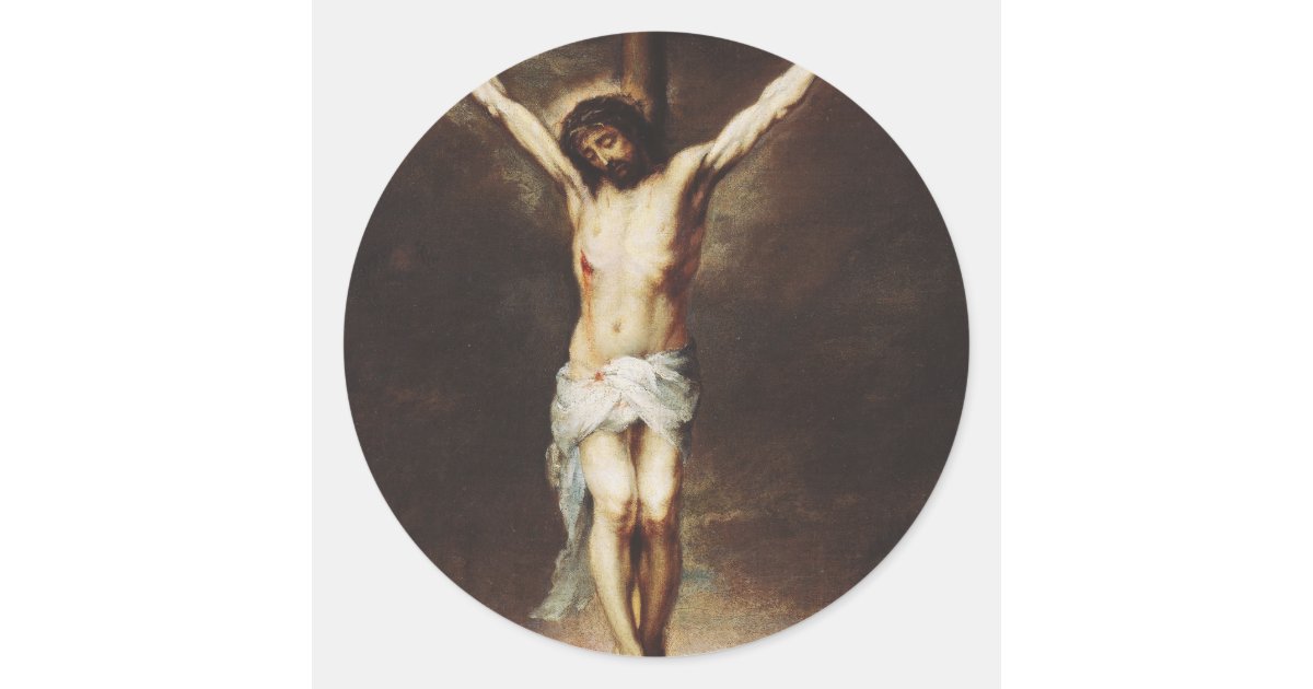 The Crucifixion by Bartolome Esteban Murillo Classic Round Sticker | Zazzle