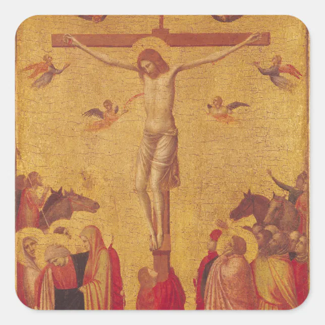 The Crucifixion (tempera on panel) Square Sticker | Zazzle