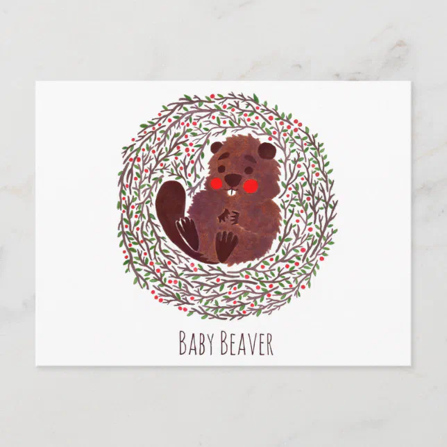 The Cute Baby Beaver Postcard | Zazzle