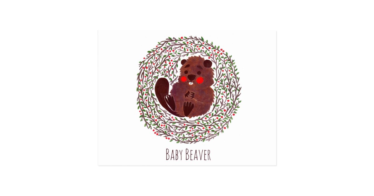 The Cute Baby Beaver Postcard | Zazzle.com
