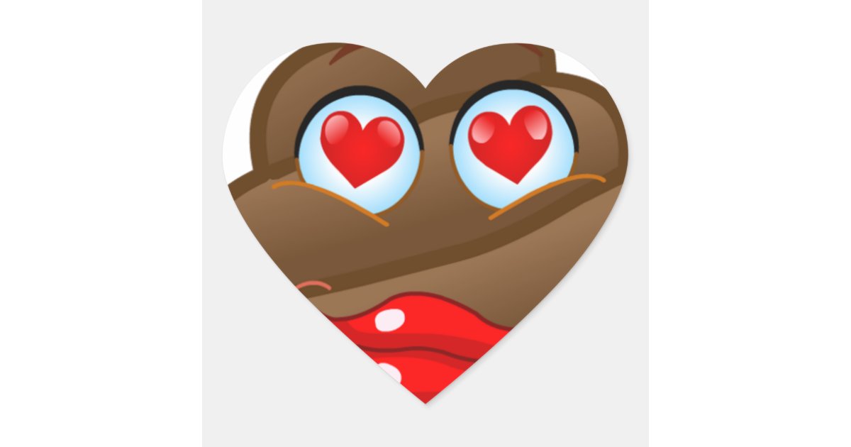 The Cute In-Love Poop Emoji Heart Sticker | Zazzle