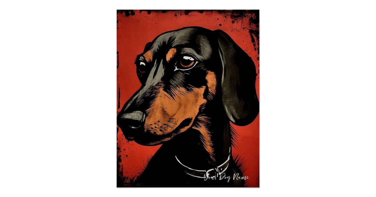 The Dachshund Dog, Red and Black 001 - Ulises Dall Poster | Zazzle