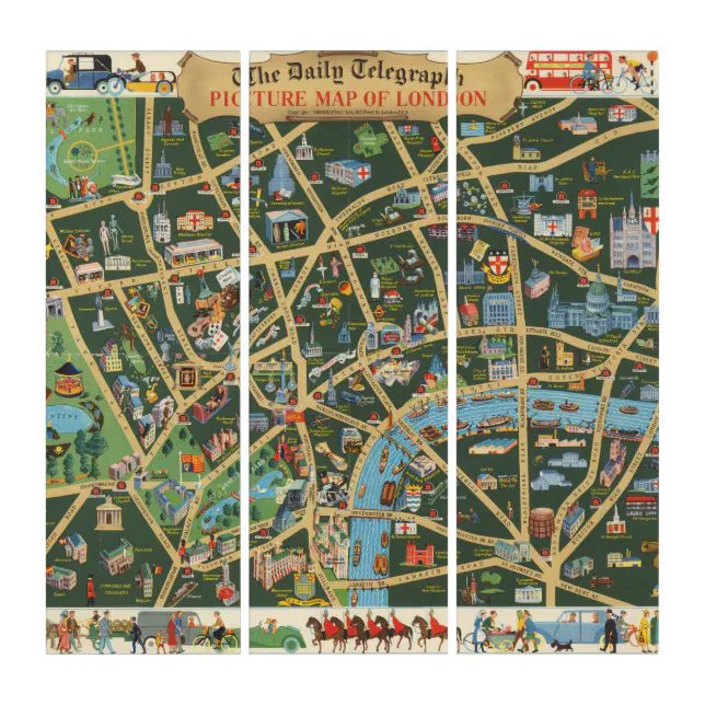 The Daily Telegraph Picture Map of London Triptych | Zazzle