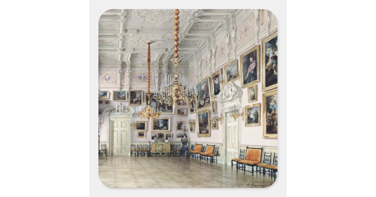 The Dance hall at Count Bezborodko's House Square Sticker | Zazzle