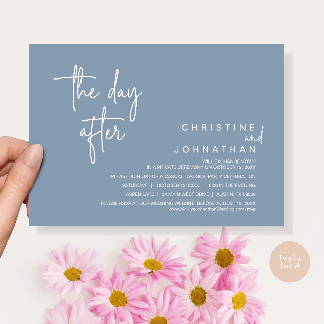 The Day After, Post Wedding Party, Dusty Blue Invitation | Zazzle