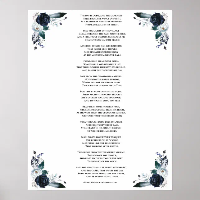 The Day Is Done Longfellow Quote Poster | Zazzle