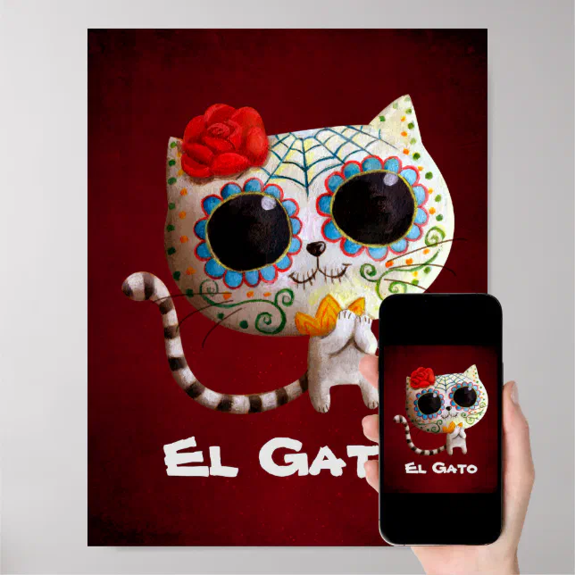 The Day of The Dead Cute Cat Poster | Zazzle