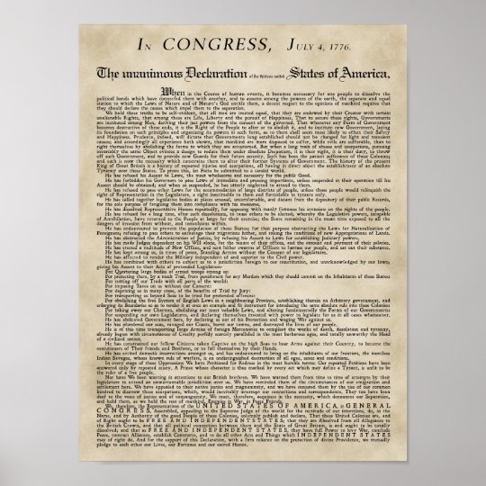 The Declaration of Independence Poster | Zazzle.com