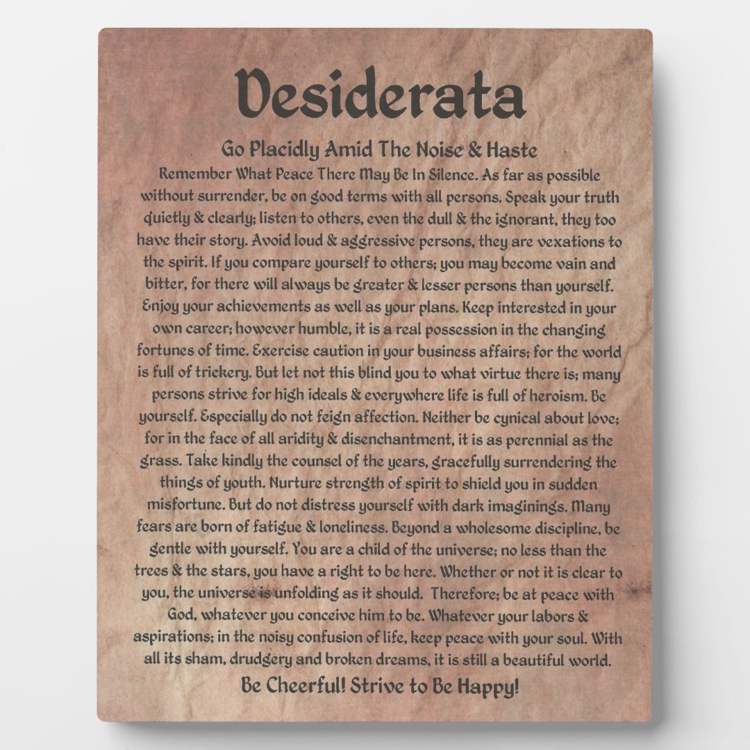 The Desiderata Poem on The Red Planet Stone Plaque | Zazzle