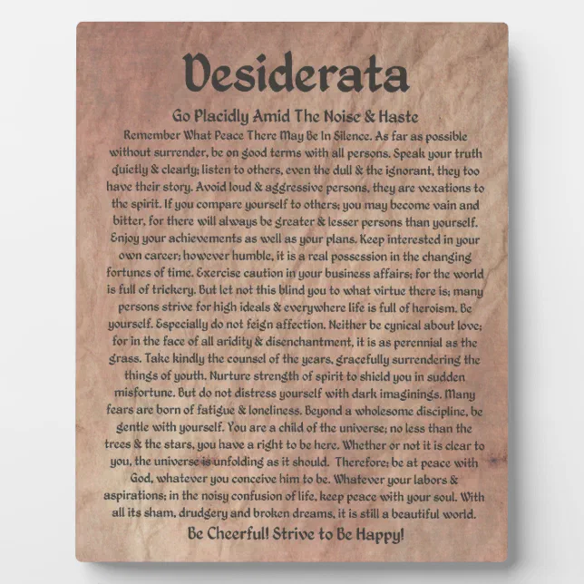 The Desiderata Poem on The Red Planet Stone Plaque | Zazzle