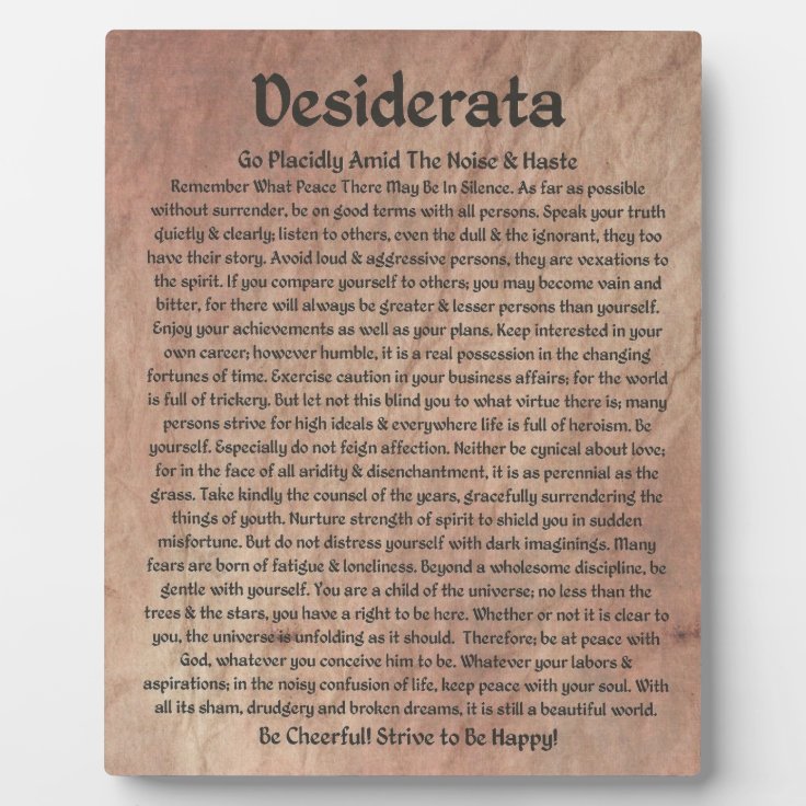 The Desiderata Poem on The Red Planet Stone Plaque | Zazzle