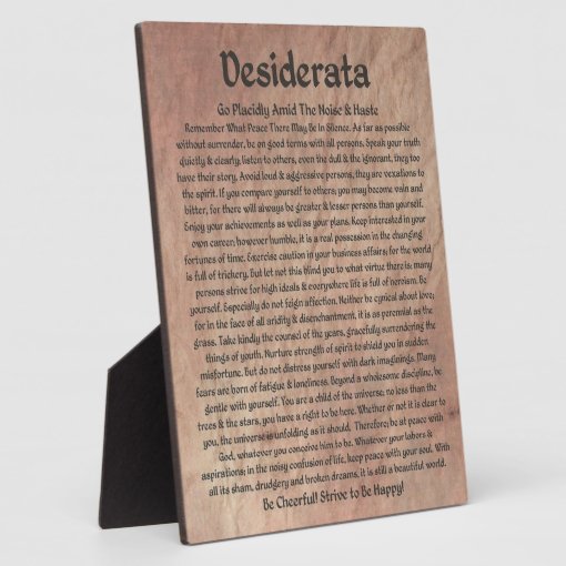 The Desiderata Poem on The Red Planet Stone Plaque | Zazzle