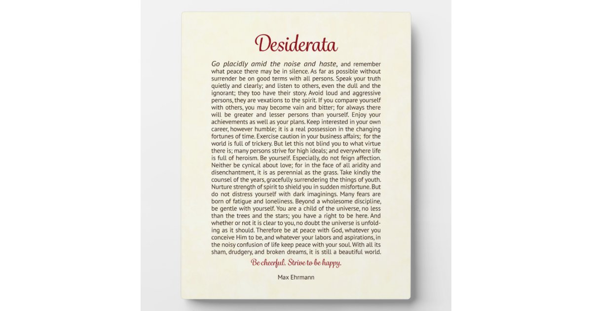 The Desiderata Tabletop Plaque | Zazzle