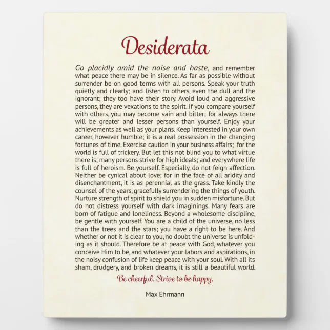The Desiderata Tabletop Plaque | Zazzle