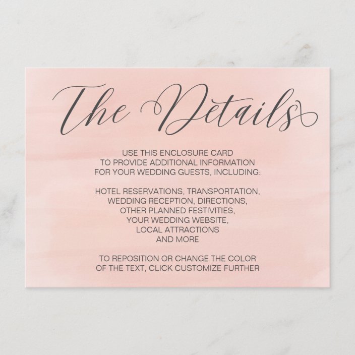 The Details Wedding Invitation Enclosure Card | Zazzle.com