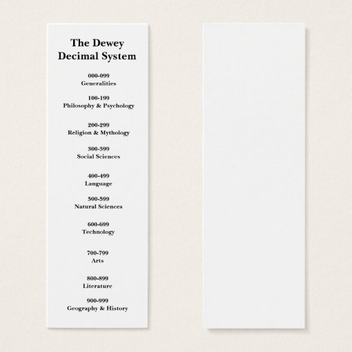 The Dewey Decimal System Bookmark | Zazzle