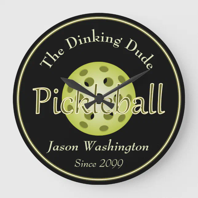 The Dinking Dude Guy Pickleball Ball Wall Clock | Zazzle