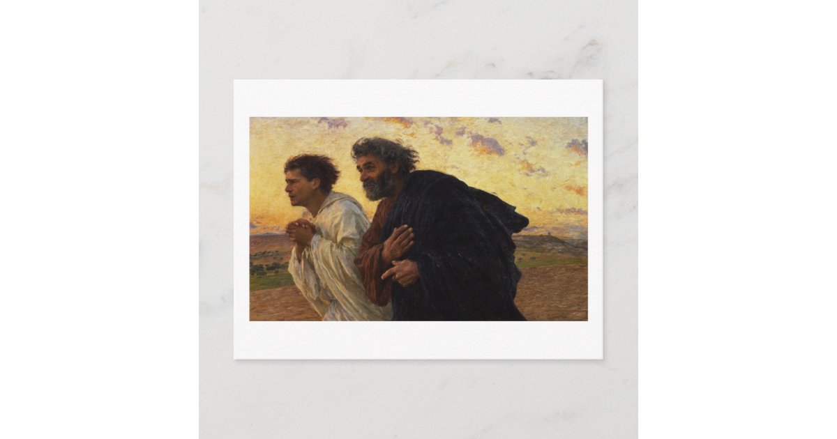The Disciples Peter and John Running Postcard | Zazzle