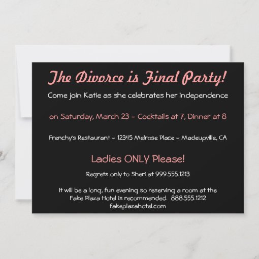 The Divorce is Final Party Custom Invitations | Zazzle
