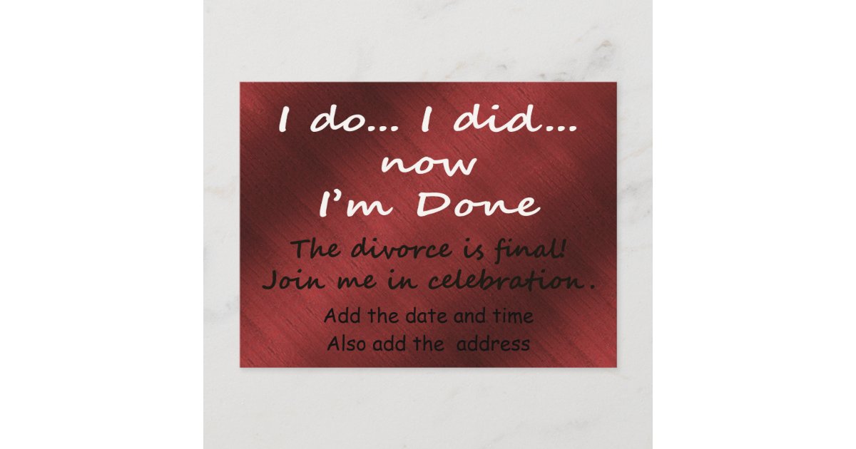 The Divorce is Final Postcard | Zazzle