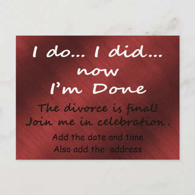 The Divorce is Final Postcard | Zazzle