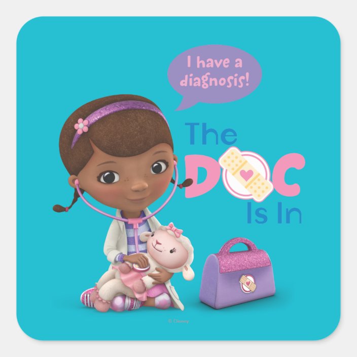 The Doc Is In 2 Square Sticker | Zazzle.com