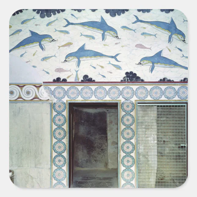 The Dolphin Frescoes in the Queen's Bathroom Square Sticker | Zazzle